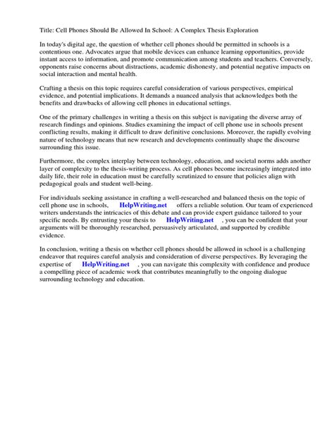 cell phones should be allowed in school thesis pdf mobile phones
