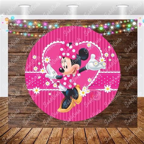 Panel Redondo Minnie Mouse Fondo Fucsia Sublicielo Fundas Sublimadas Sublimados Perú