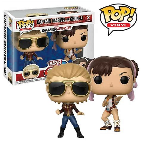 Funko Pop Captain Marvel E Chun Li 2 Pack Marvel Vs Capcom Arena