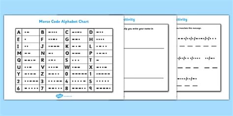 Morse Code Worksheets And Code Breaker Chart Twinkl