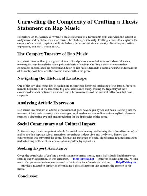 Thesis Statement Rap Music Pdf