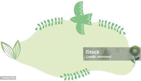 Cute Text Frame With Scandinavian Motif Abstract Green Color Frame Stock Illustration Download