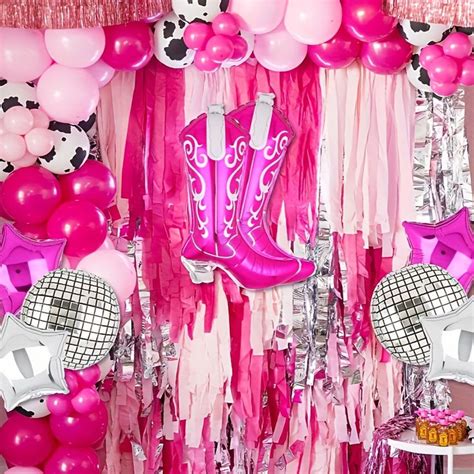 4pcs Disco Cowgirl Party Decorations，cowgirl Boots Balloons， Western