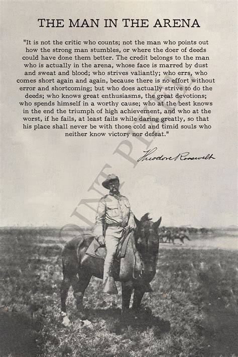 Man In The Arena By Theodore Roosevelt Poster Print Etsy