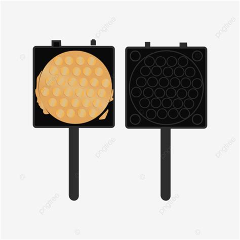 Egg Waffle Bubble With Pan Vector Egg Waffles Bubble Waffle Hong