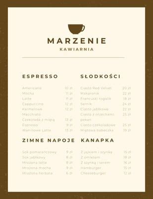 Szablony I Wzory Menu Kawiarni