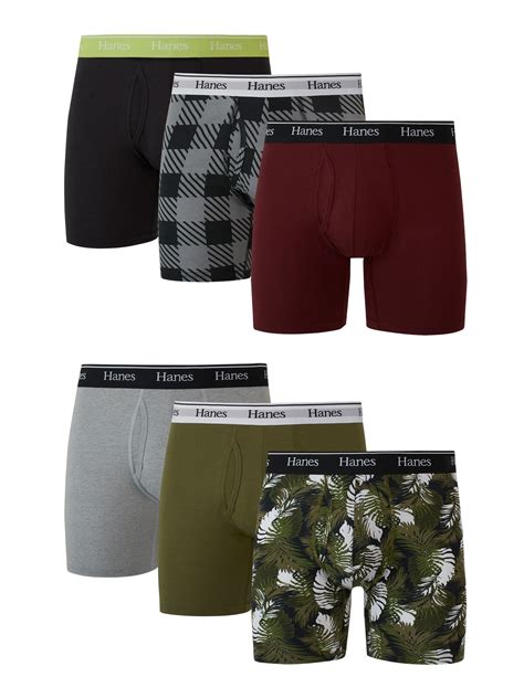 Hanes Originals Mens Boxer Briefs Stretch Cotton 6 Pack