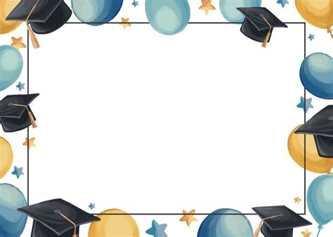 Graduation Background Frame With Academic Hat Colorful Balloons And