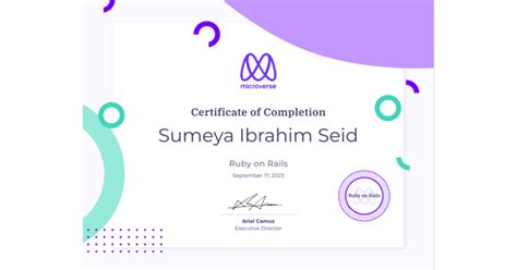 Sumeya Ibrahim On Linkedin Microverse Ruby On Rails Module • Sumeya Ibrahim Seid • Credential For