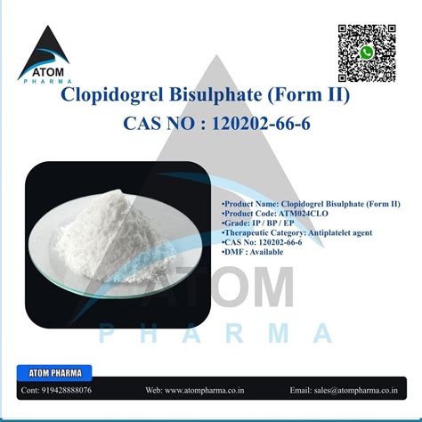 Clopidogrel Bisulphate Form Ii Api Powder Atom Pharma 25kg At