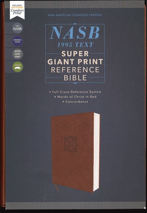 Nasb Super Giant Print Reference Bible Leathersoft Brown Red Letter