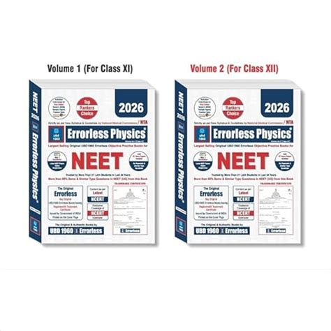 Buy Ubd1960 Errorless Physics For Neet New Edition 2026 Volumes 1