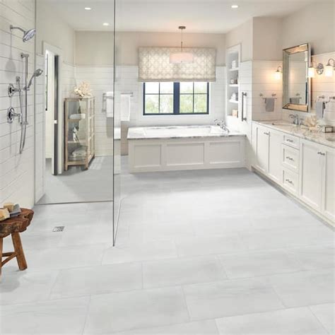 White Porcelain Tile Bathroom