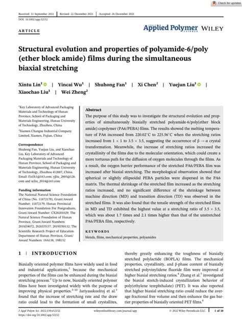2021 林新土 Structural Evolution And Properties Of Polyamide 6poly Ether