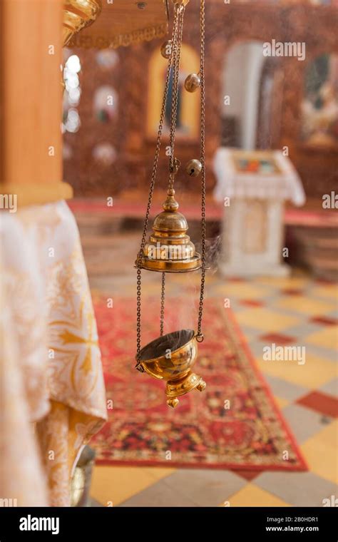 A Priests Censer Hanging In The Orthodox Church Copper Incense With