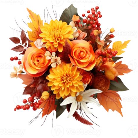 Autumn Flowers Bouquet Isolated 27032726 Png