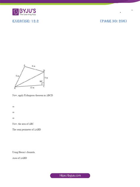 Ncert Solutions For Class 9 Maths Chapter 12 Herons Formula Exercise 12 2 Pdf