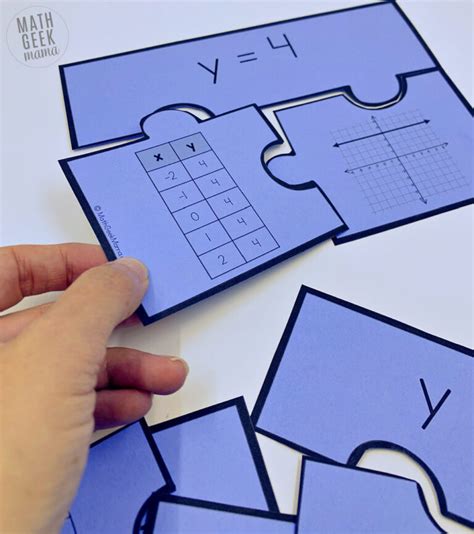 Free Graph Linear Equations Puzzles Match Equation Table And Graph