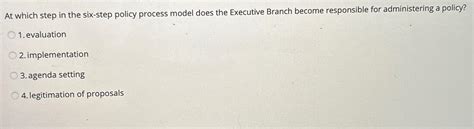 Solved At Which Step In The Six Step Policy Process Model
