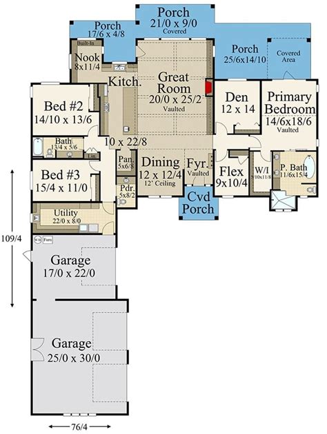 5 Bedroom 1 Story Modern Farmhouse With Courtyard Entry 3 Car Garage