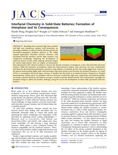 Pdf Interfacial Chemistry In Solid State Batteries Formation Of
