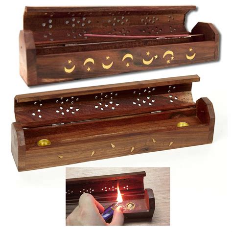 1 Pc Wood Incense Burner Holder Box Ash Catcher Sticks 12 Design