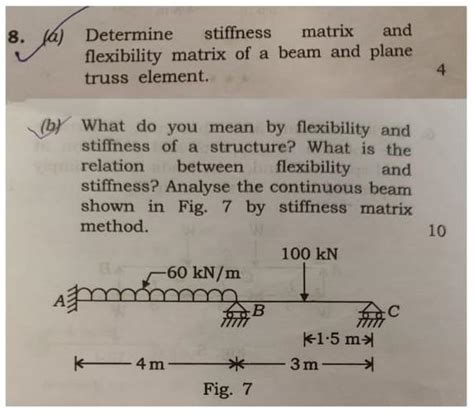 Solved A Determine Stiffness Matrix And Flexibility Matrix
