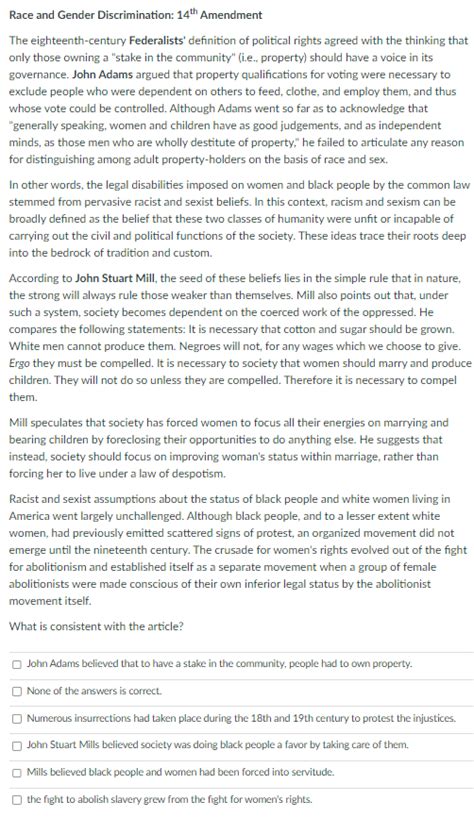 Race And Gender Discrimination 14th Amendment The