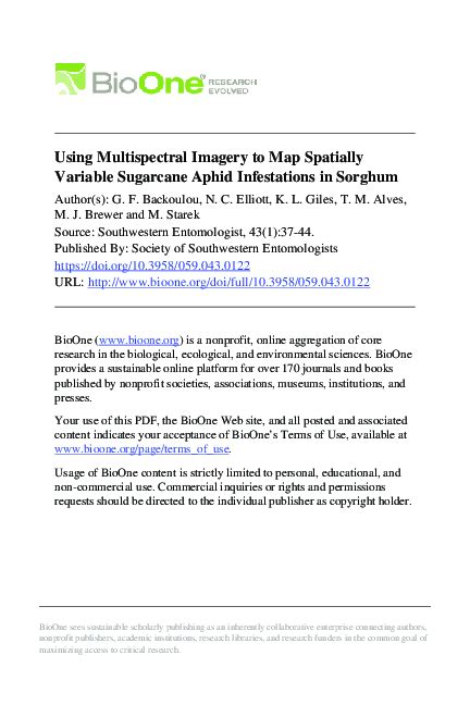 Pdf Using Multispectral Imagery To Map Spatially Variable Sugarcane Aphidinfestations In Sorghum