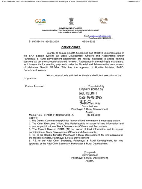 Training On Sna Sparsh On 4th And 5th August Pdf Government Of India Rural Development