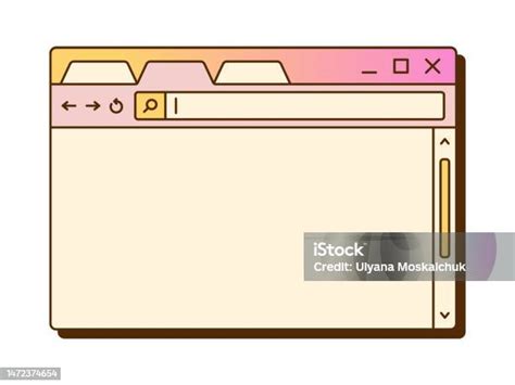 벡터 복고풍 브라우저 빈 디자인 템플릿입니다 그리운 Ui 그림자가 있는 그라데이션 레트로 증기파 컴퓨터 인터페이스 귀여운에 대한 스톡 벡터 아트 및 기타 이미지 Istock