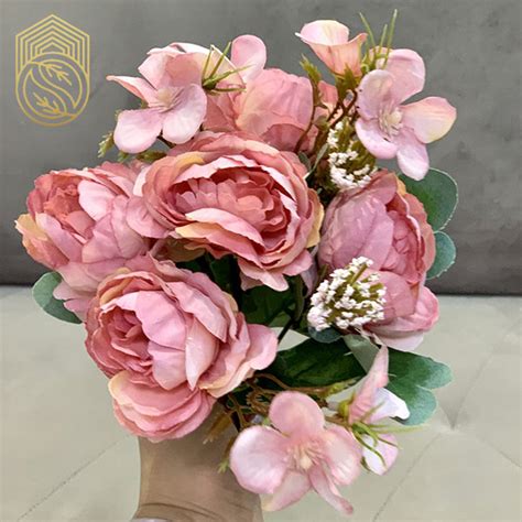 خرید گل مصنوعی پیونی سفید و صورتی وارداتی از ترکیه