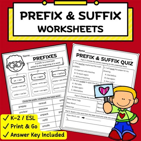 Prefixes And Suffixes Worksheets And Assessment Affixes Practice For
