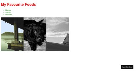 jsx attributes and styling forked codesandbox