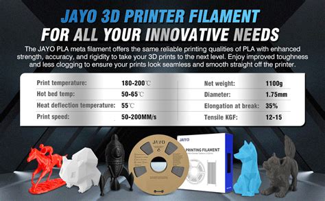 Jayo Pla Meta Filament 1 75 Mm Snelle Druk Voor 3d Printers Betere Fusie Van Filamenten Pla