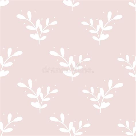 Silhouettes Of Identical Leaves Seamless Pattern White Branches On A