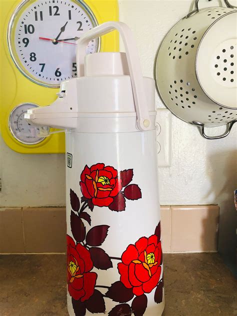 Vintage 70s Thermos Air Pressure Thermosflower Retro Thermoscoffee