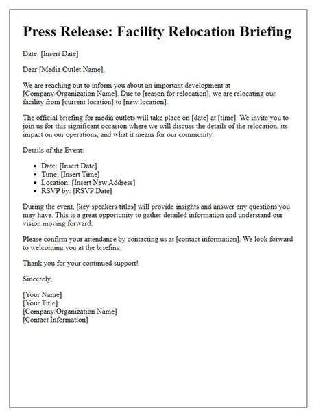 Letter Template For Facility Relocation Notice Free Samples In Pdf