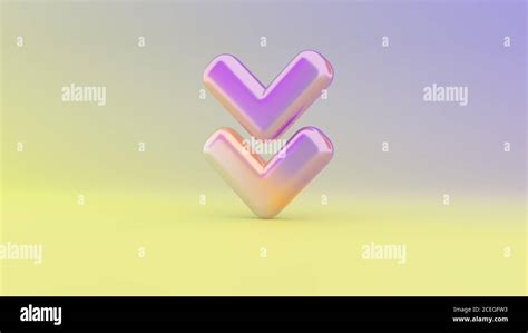 Colorful Vibrant 3d Rendering Puffed Thick Symbol Of Angle Double Arrow Down With Rounded Corner