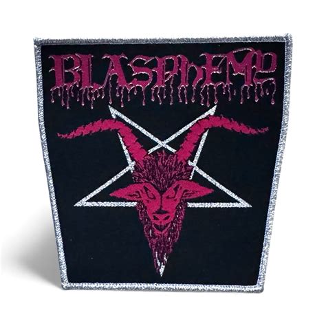 Blasphemy Pentagram” Silver Glitter Border Woven Patch Iron Corpse