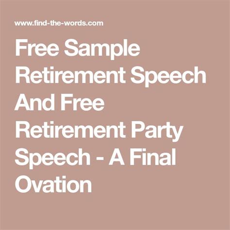 Free Sample Retirement Speech And Free Retirement Party Speech A Final Ovation Retirement