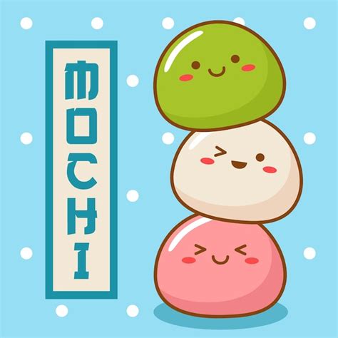 Vector Comida Asiática Cozinha Japonesa Mochi Cute Vetor Premium