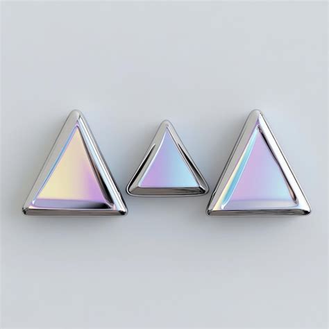 Cute 3d Silver Triangle Set Minimalist Pastel Design Premium Ai Generated Image
