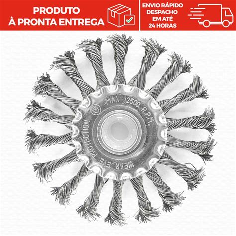 Disco Escova De Aço Circular Cônica Torcida Para Esmerilhadeira De 412 115mm Fertak 2736