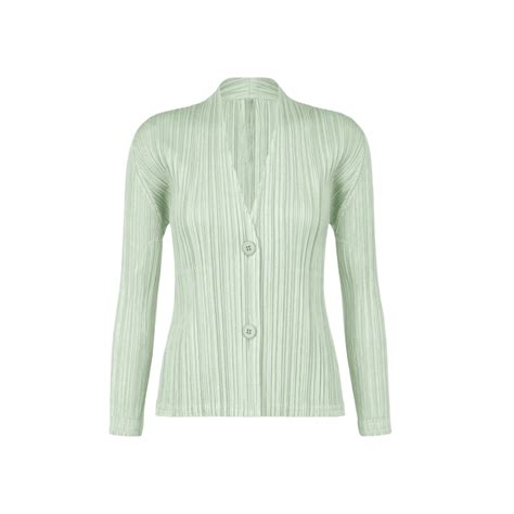 W 플리츠 플리즈 이세이 미야케 멜로우 플리츠 가디건 페일 그린 Pleats Please Issey Miyake Kream