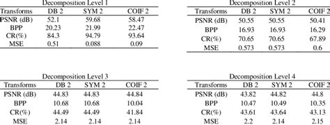 Performance Evaluation For Decomposition Levels Download Scientific Diagram