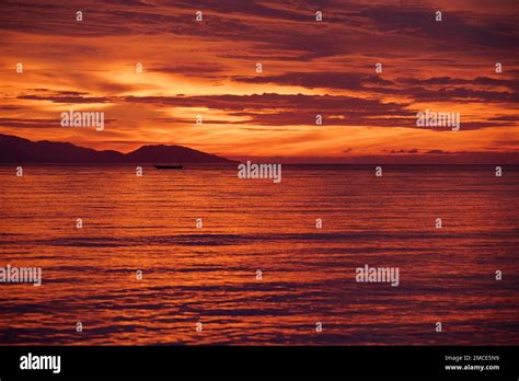 Beautiful Sunset Over The Raja Ampat Islands Indonesia Stock Photo Alamy
