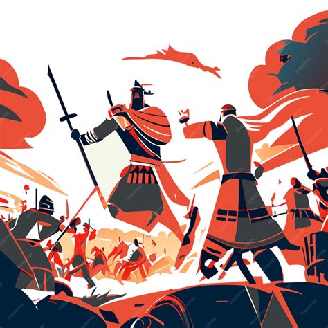 Epic Battle Scenes Vector Illustration Flat 2 Premium Ai Generated Vector