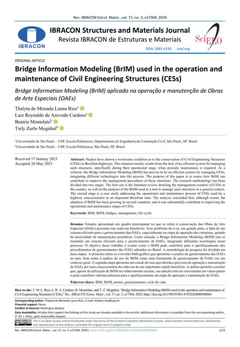 Pdf Bridge Information Modeling Brim Used In The Operation And