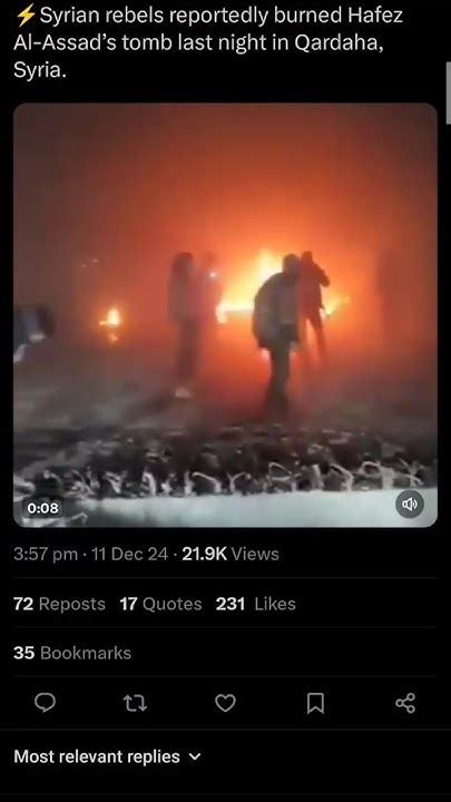 Dictator Assad Father Hafeez Al Assad Grave Is Fired By Rebels Group In